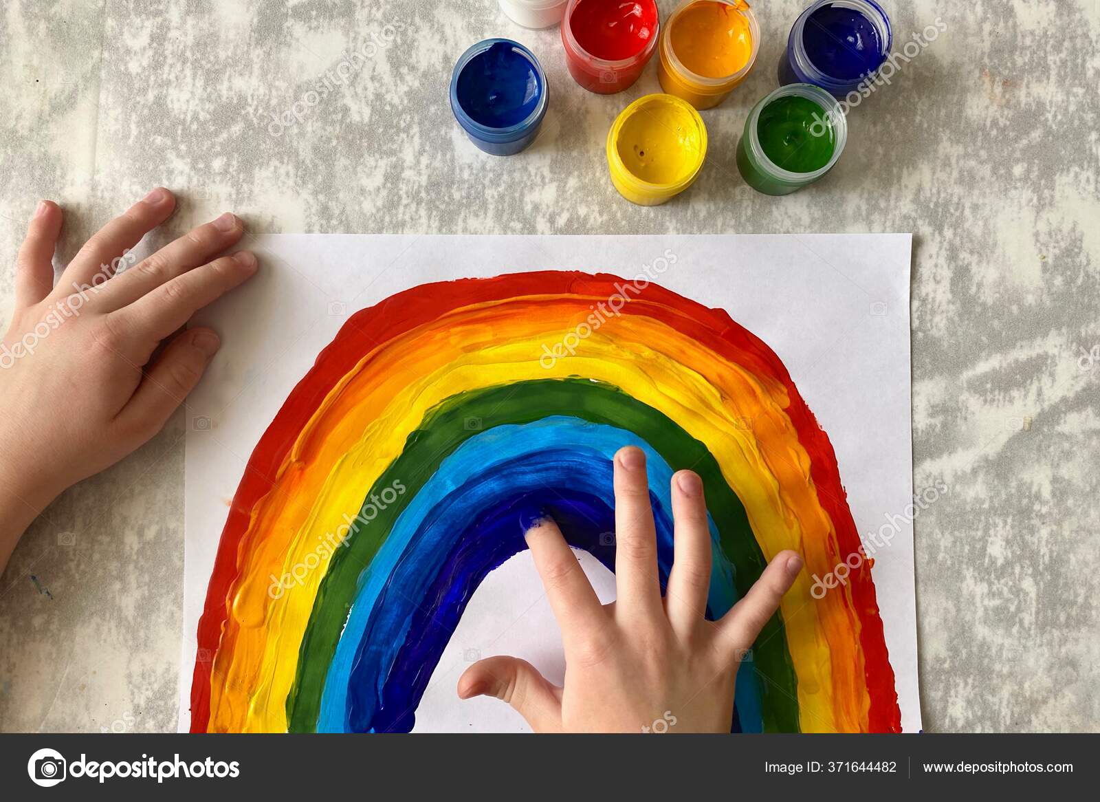 Step by step, master class in paint drawing, Childrens drawing rainbow ...