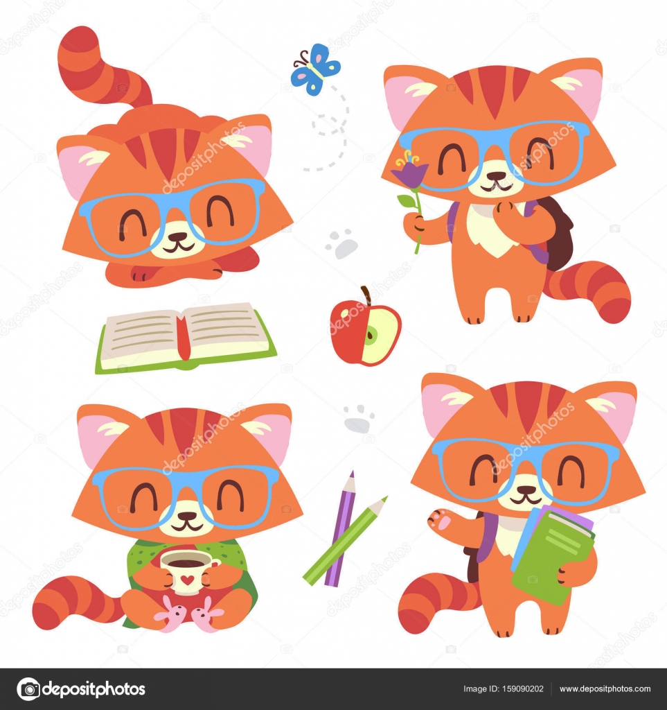 Cute Nerdy Animals Cartoon