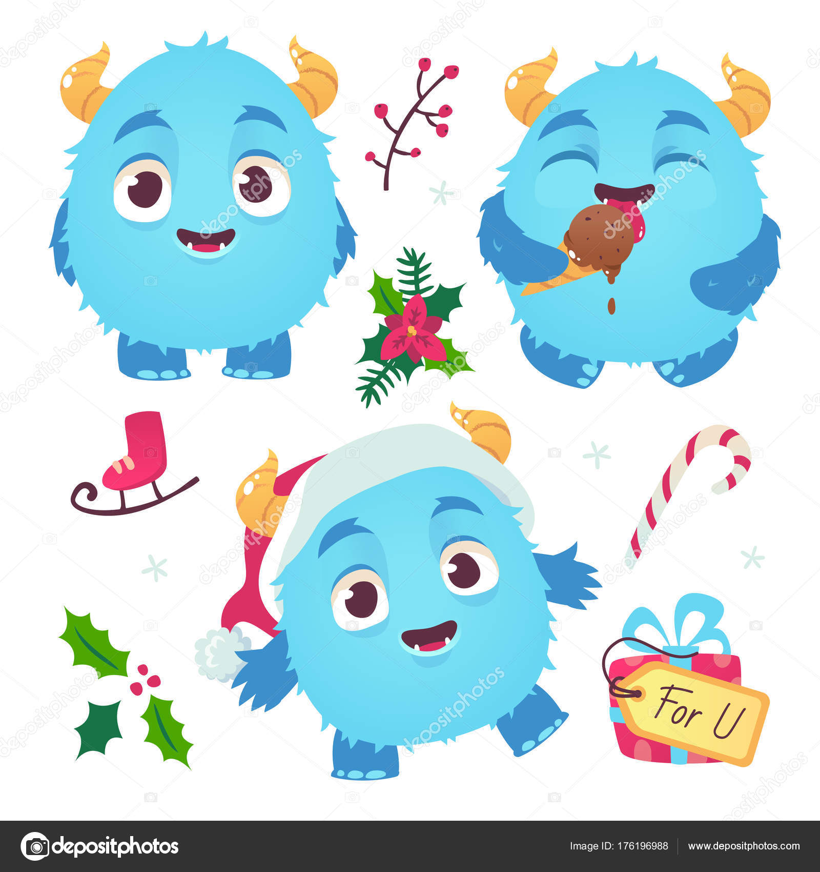 Vector cartoon style blue yeti illustration set Stock Vector by ...
