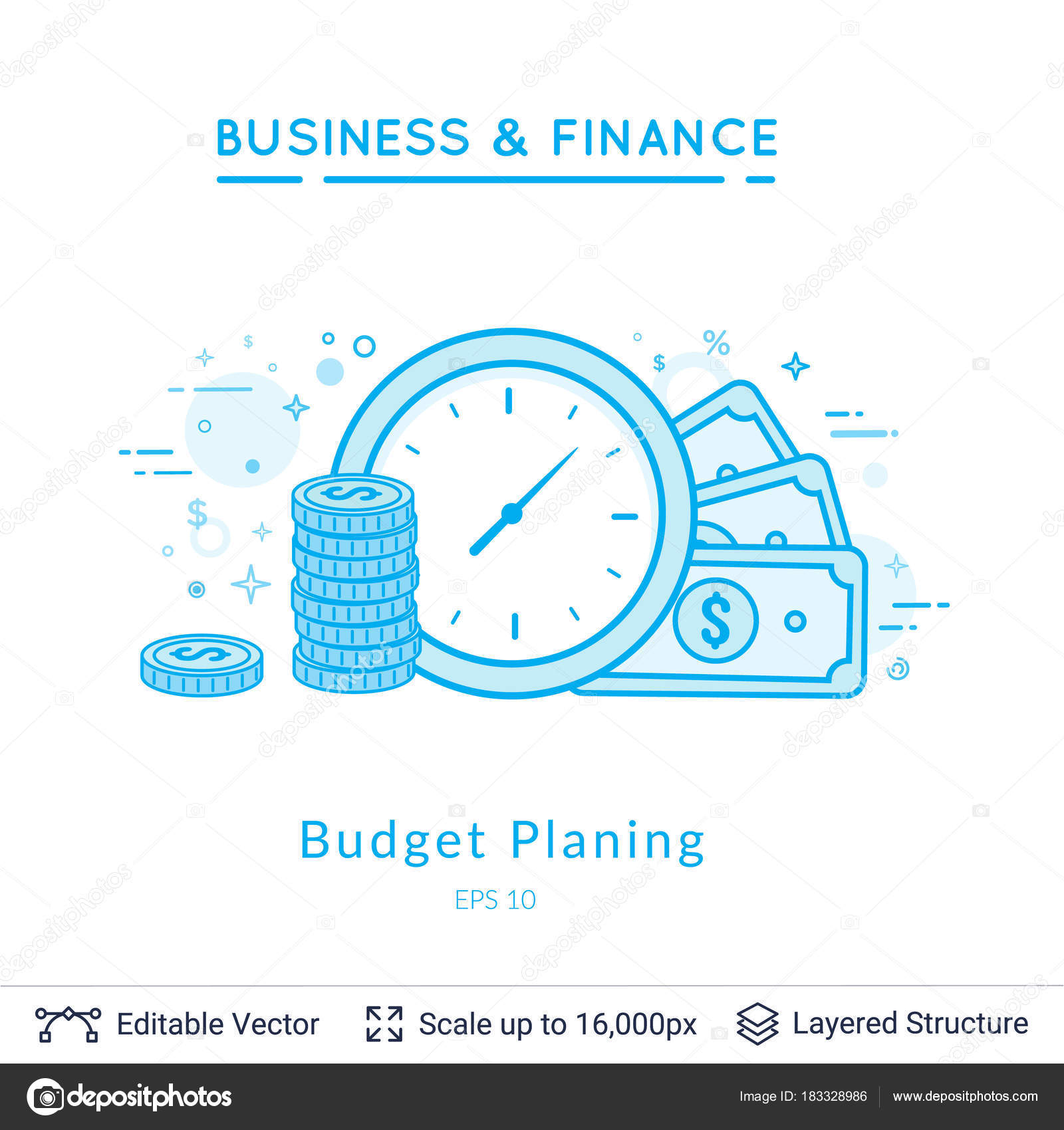 Time and money symbols on white. Stock Vector Image by ©Chuhail #183328986