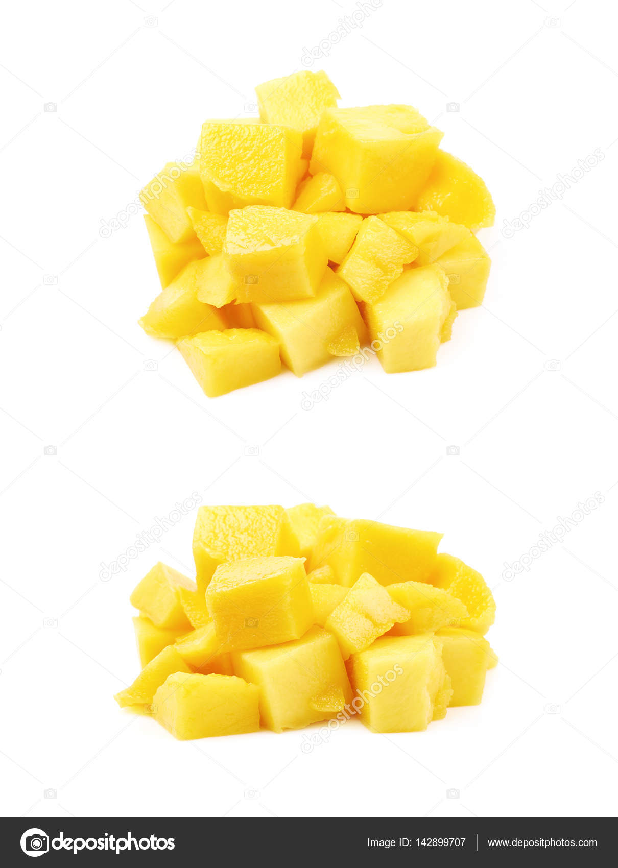 Pile of mango fruit cubes isolated — Stock Photo © nbvf89 #142899707
