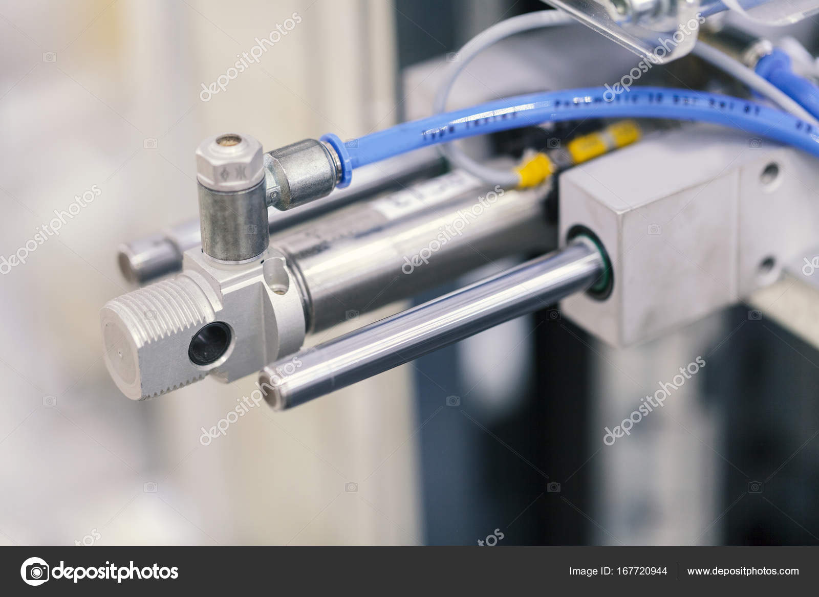 Pneumatic piston unit on industrial machine Stock Photo by ©DJSrki ...