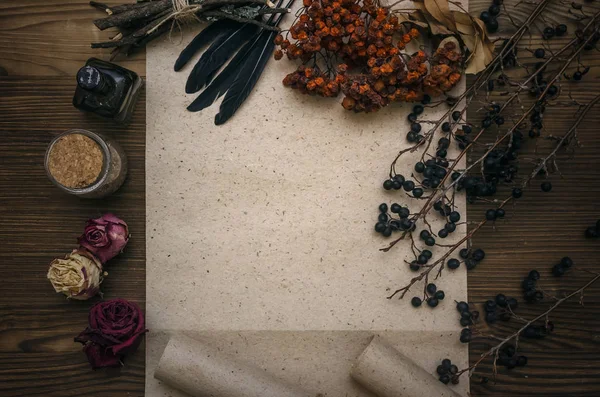 Ancient magic scroll paper sheet with copy space. Witchcraft. Witch ...