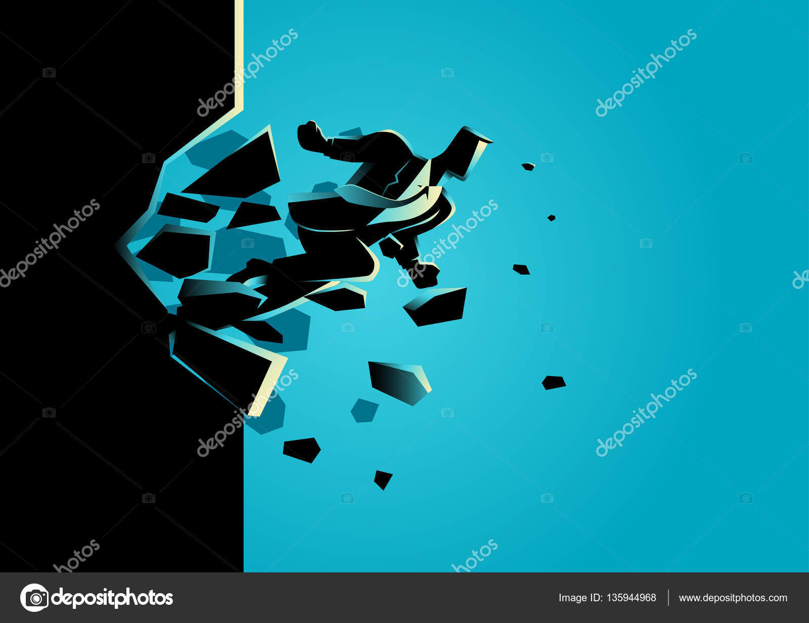 Businessman breaking the wall Stock Vector Image by ©rudall30 #135944968