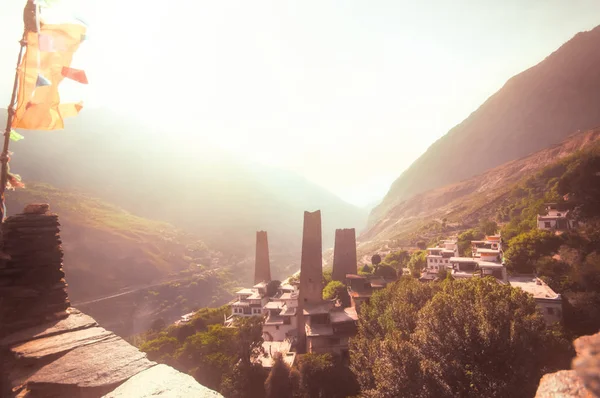 Tibetan defense towers of Danba village Suopo in China — Stock Photo ...