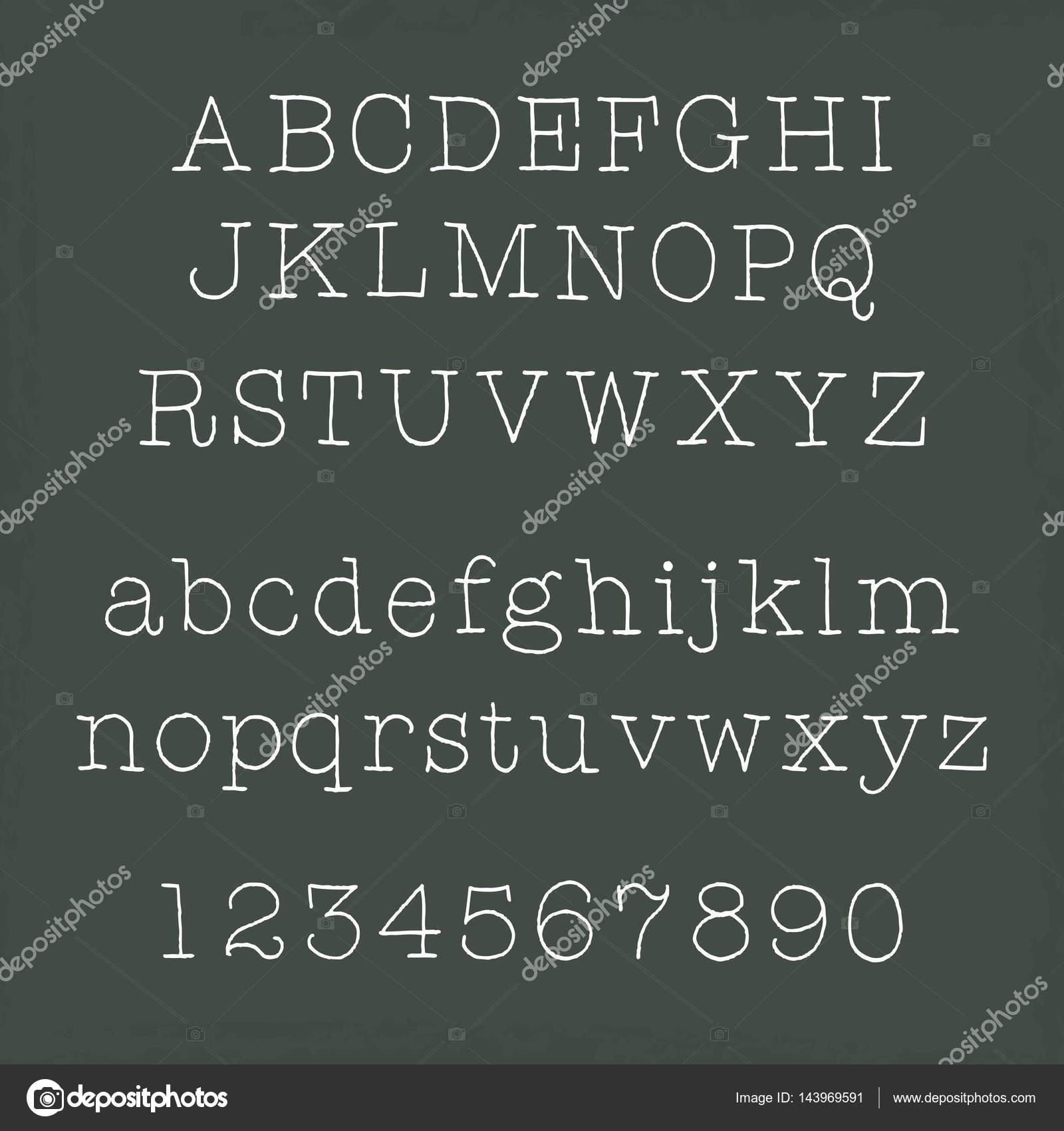 Handwritten alphabets on chalkboard - uppercase and lowercase letters ...