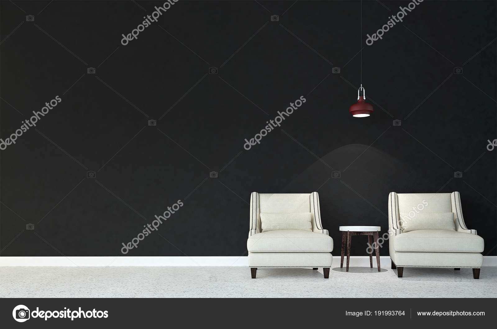 Modern Luxury Interior Design Lounge Living Room Black Pattern Wall ...