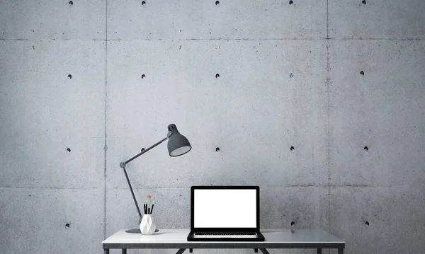 3D rendering of work station and work from home interior space design ...