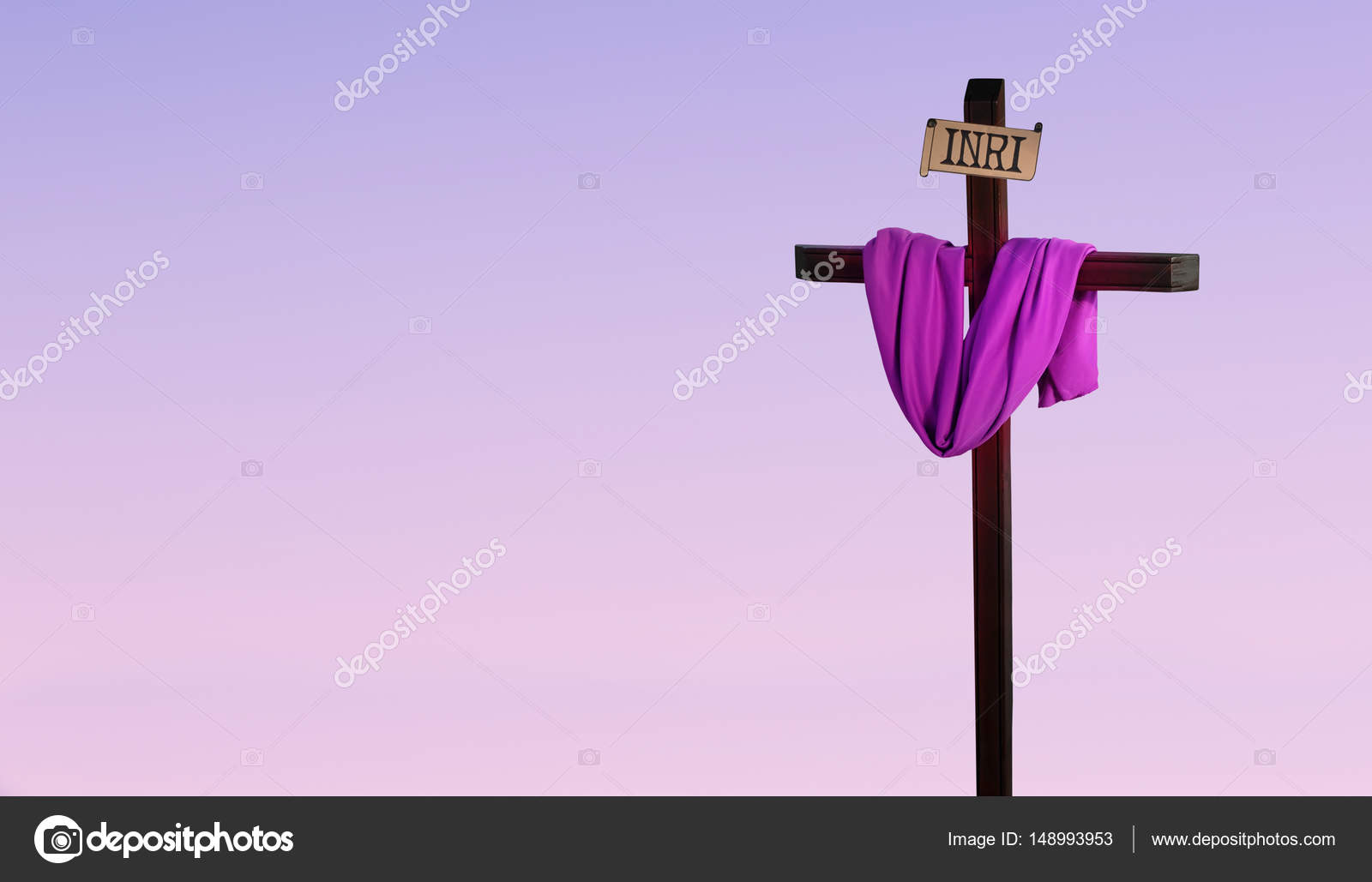 Cross With Red Cloth Draped