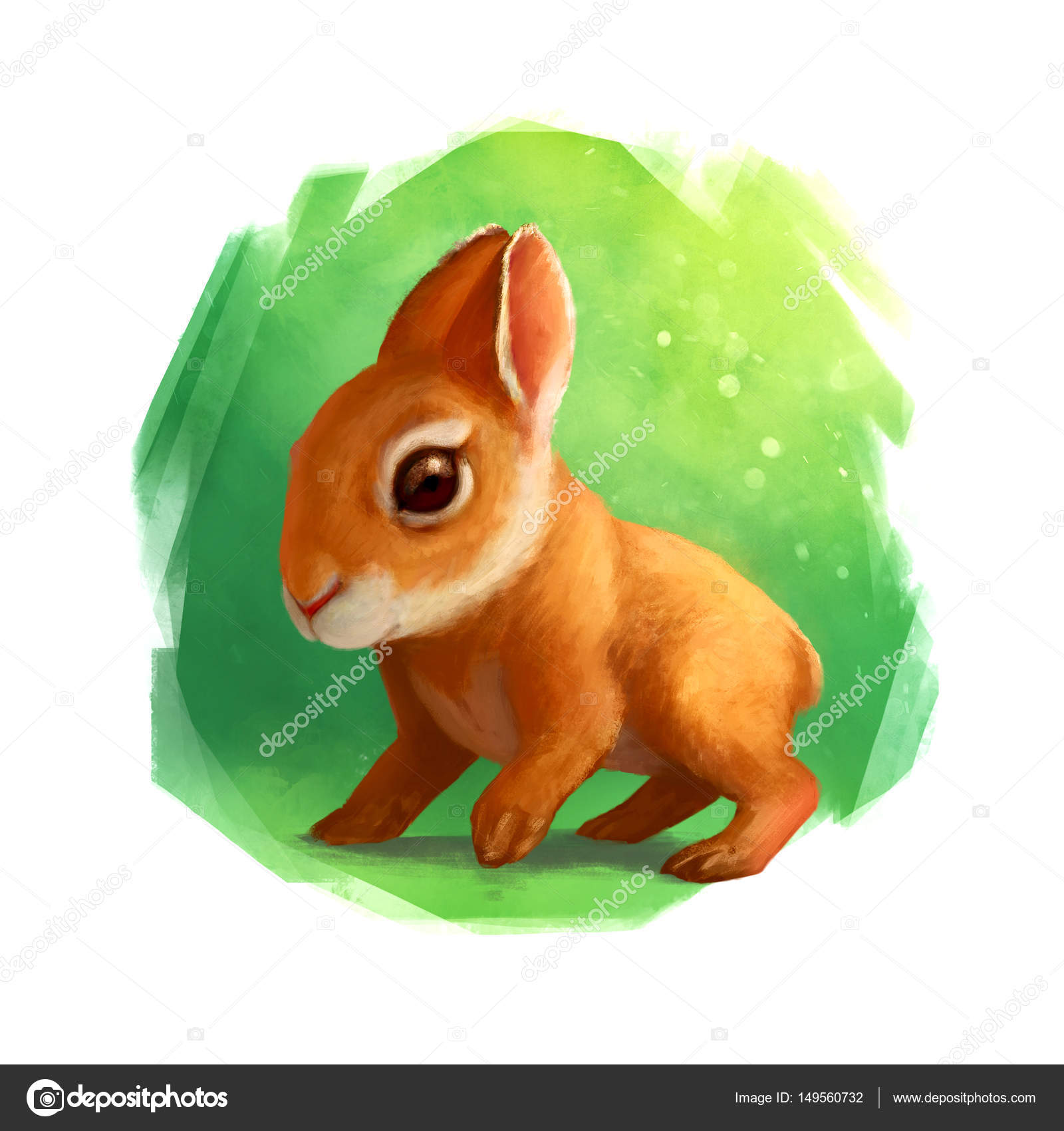 Little ginger bunny rabbit Stock Illustration by ©lvlay #149560732