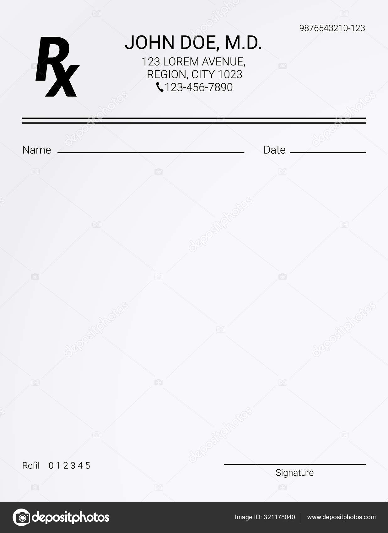 Blank Rx prescription form. Medical treatment and drugs list. — Stock ...