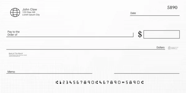 Blank lottery check template. Fake cheque page mockup. Stock Vector ...