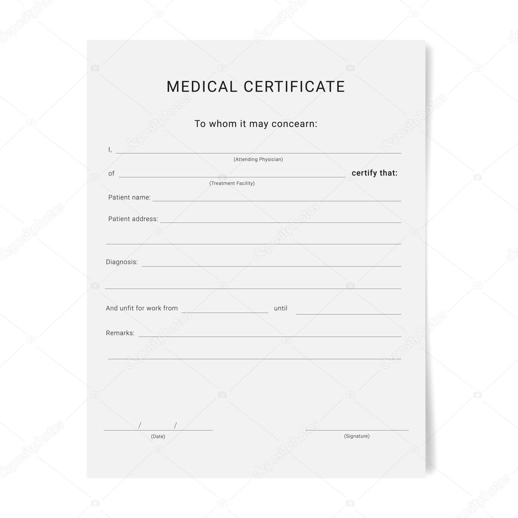 Modulo Certificato Medico Modello Pad Congedo Malattia - Vettoriale ...