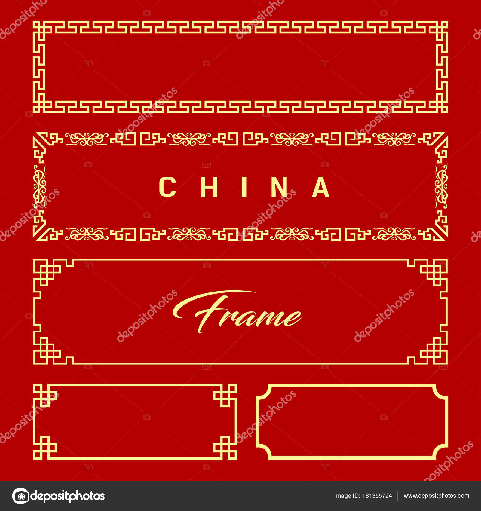 Chinese Frame Style Collections Design Red Background Vector ...