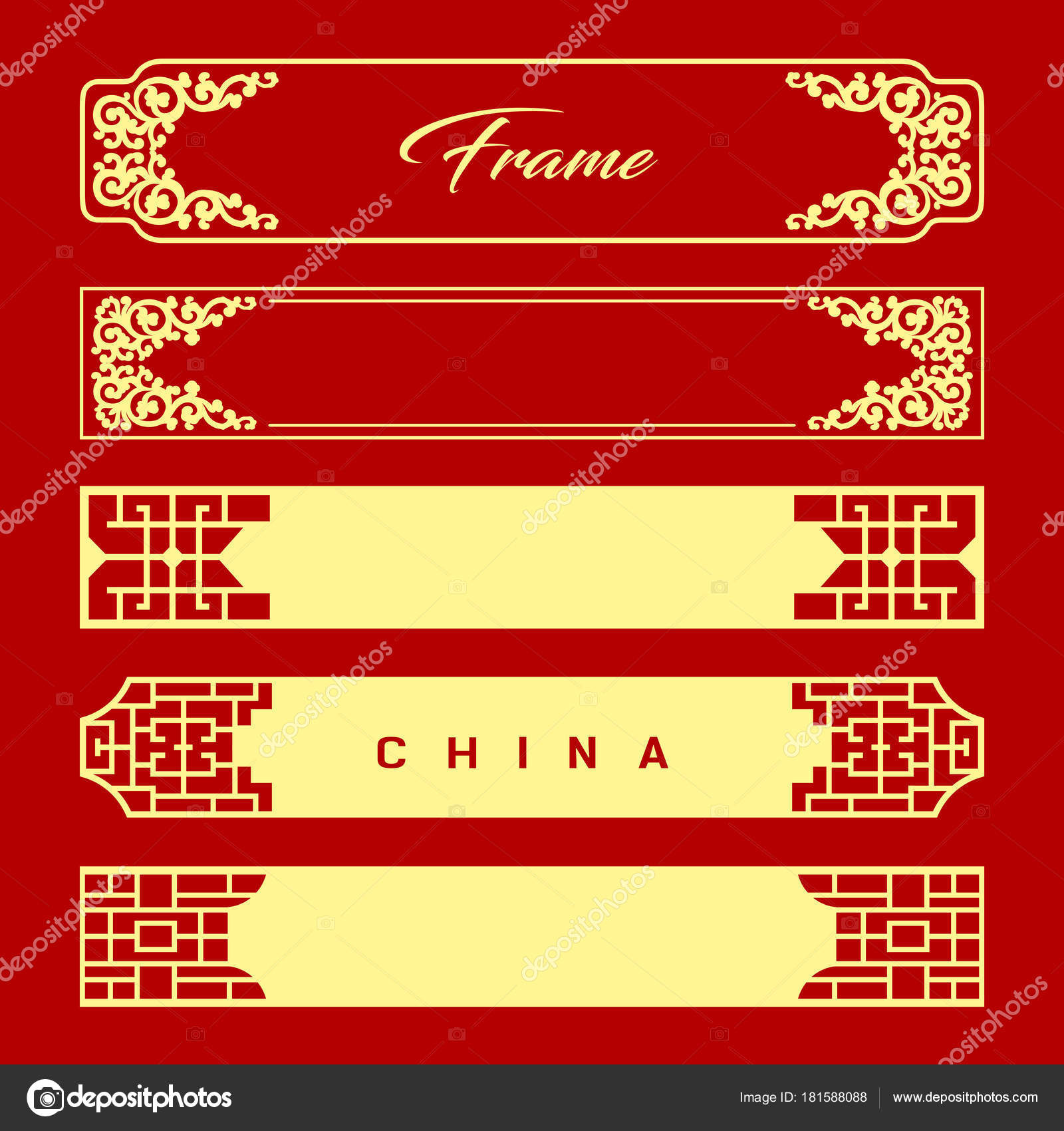 Vector Chinese Frame Style New Design Collections Red Background Vector ...