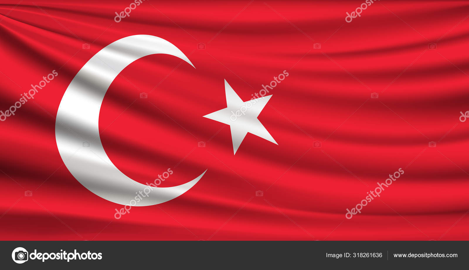 Flag Turkey Fabric Red Background Vector Illustration Stock Vector ...