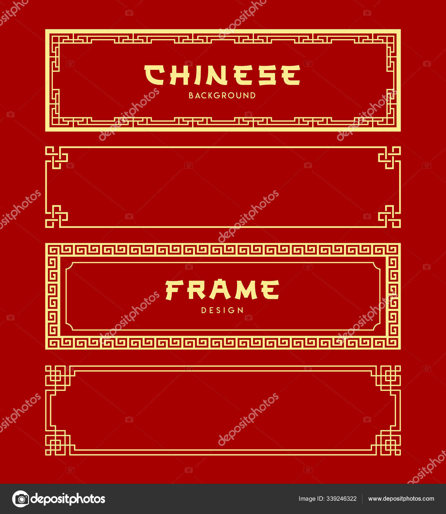 Chinese Frame Vector Banners Collections Gold Red Background ...