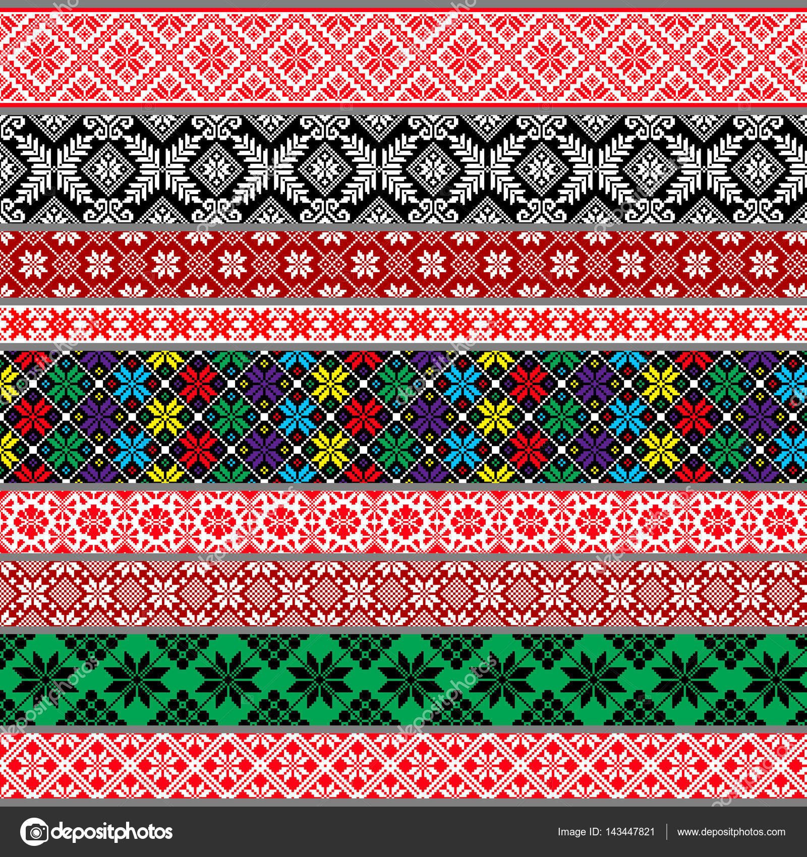 Belarusian traditional patterns, ornaments. Vector set 2 — Stock Vector ...