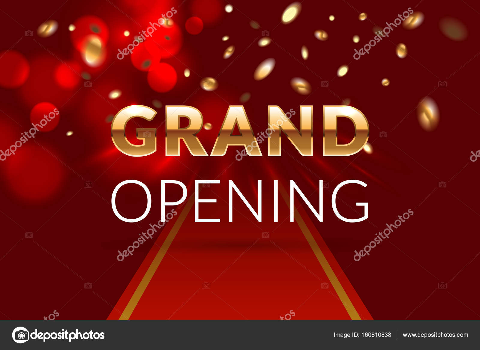 Grand opening invitation concept. Luxury design. Gold glitter letters ...