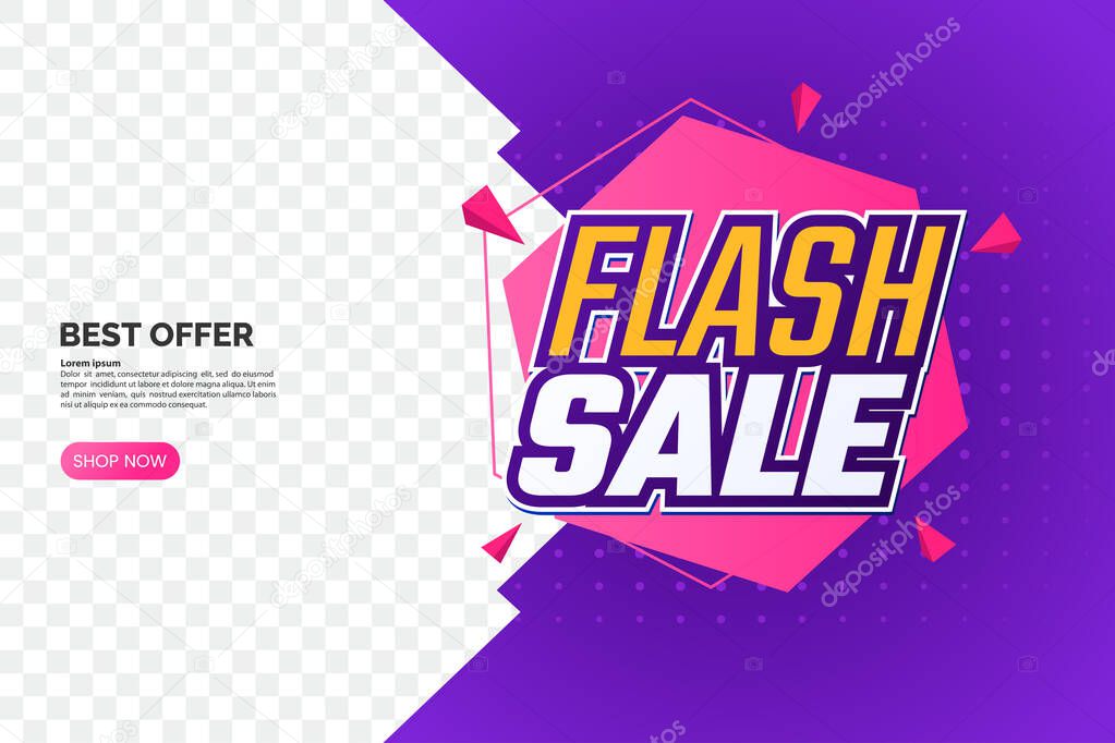 Banner de promoción de venta flash con texto y telón de fondo ...