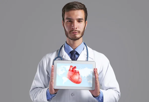 Cardiologist working with virtual screen. Medicine and modern ...