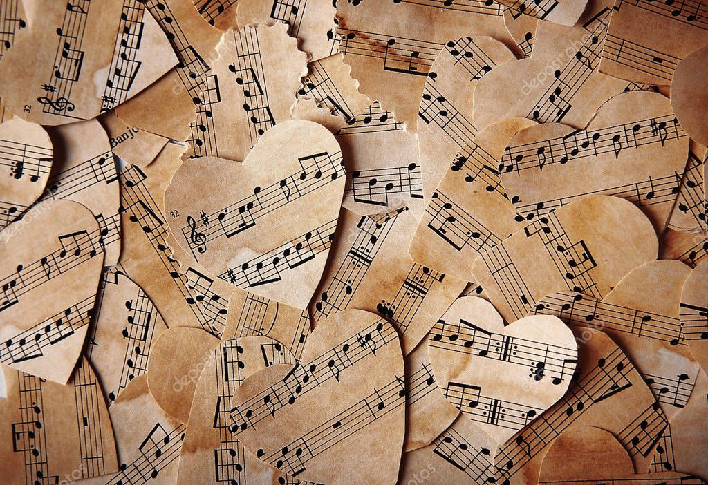 Paper hearts with music notes — Stock Photo © belchonock #129606276