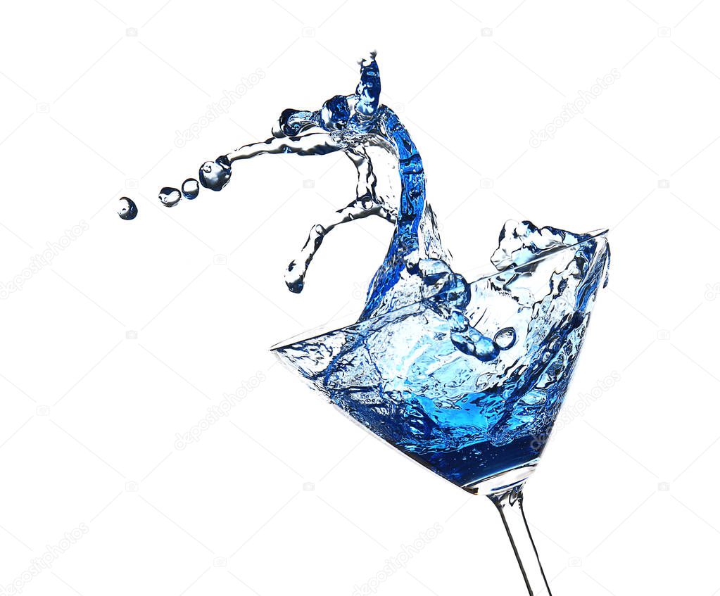 Blue cocktail with splash Stock Photo by ©belchonock 129608408