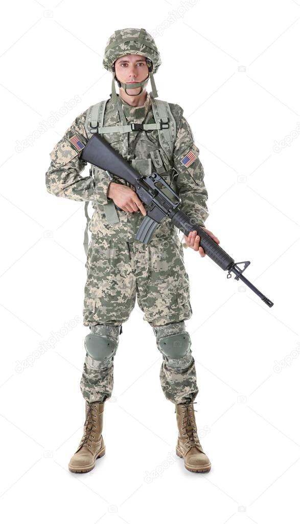 Soldier on white background — Stock Photo © belchonock #130130086
