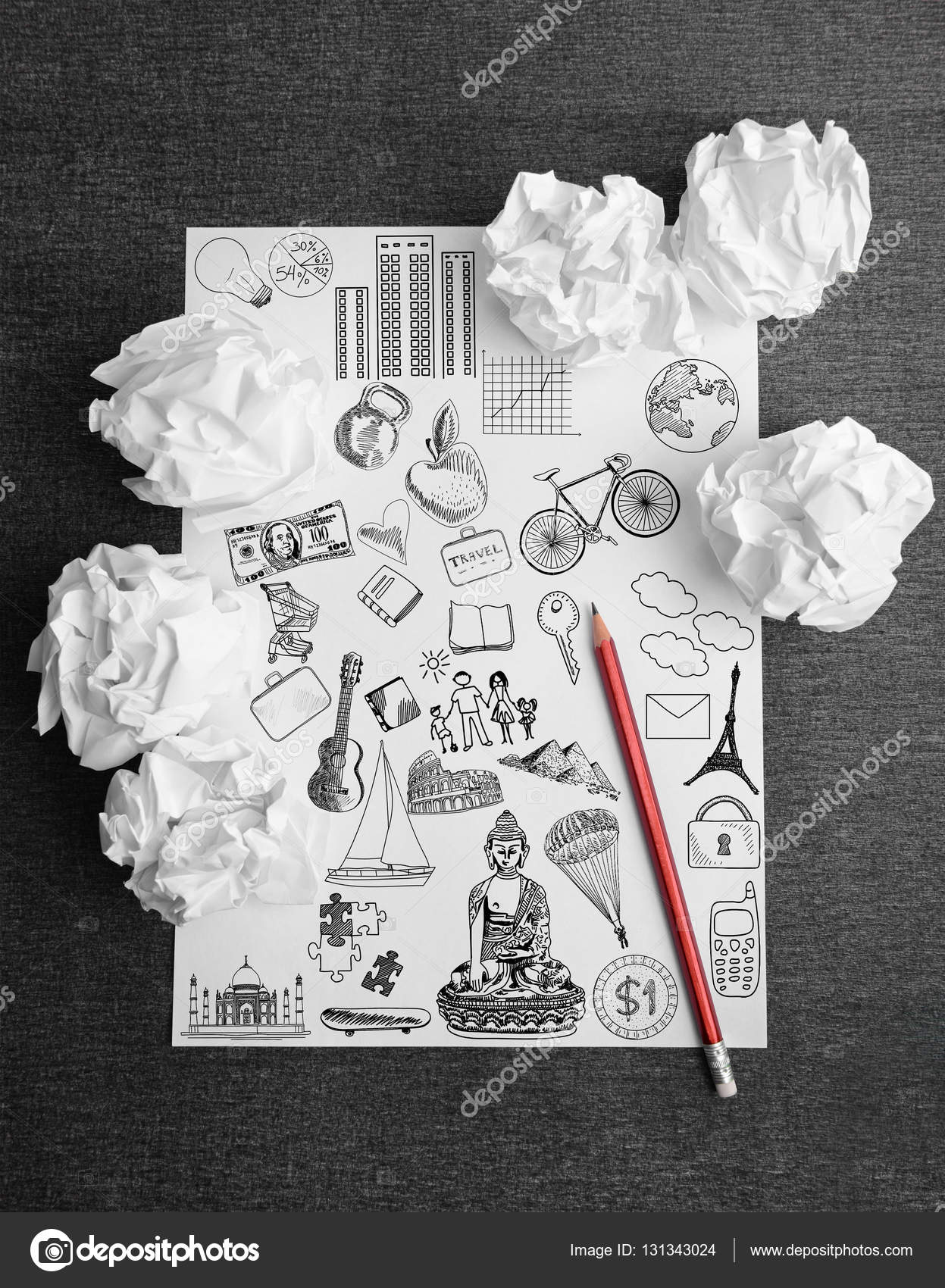 Pencil Drawings Paper Creative Concept Stock Photo by ©belchonock 131343024