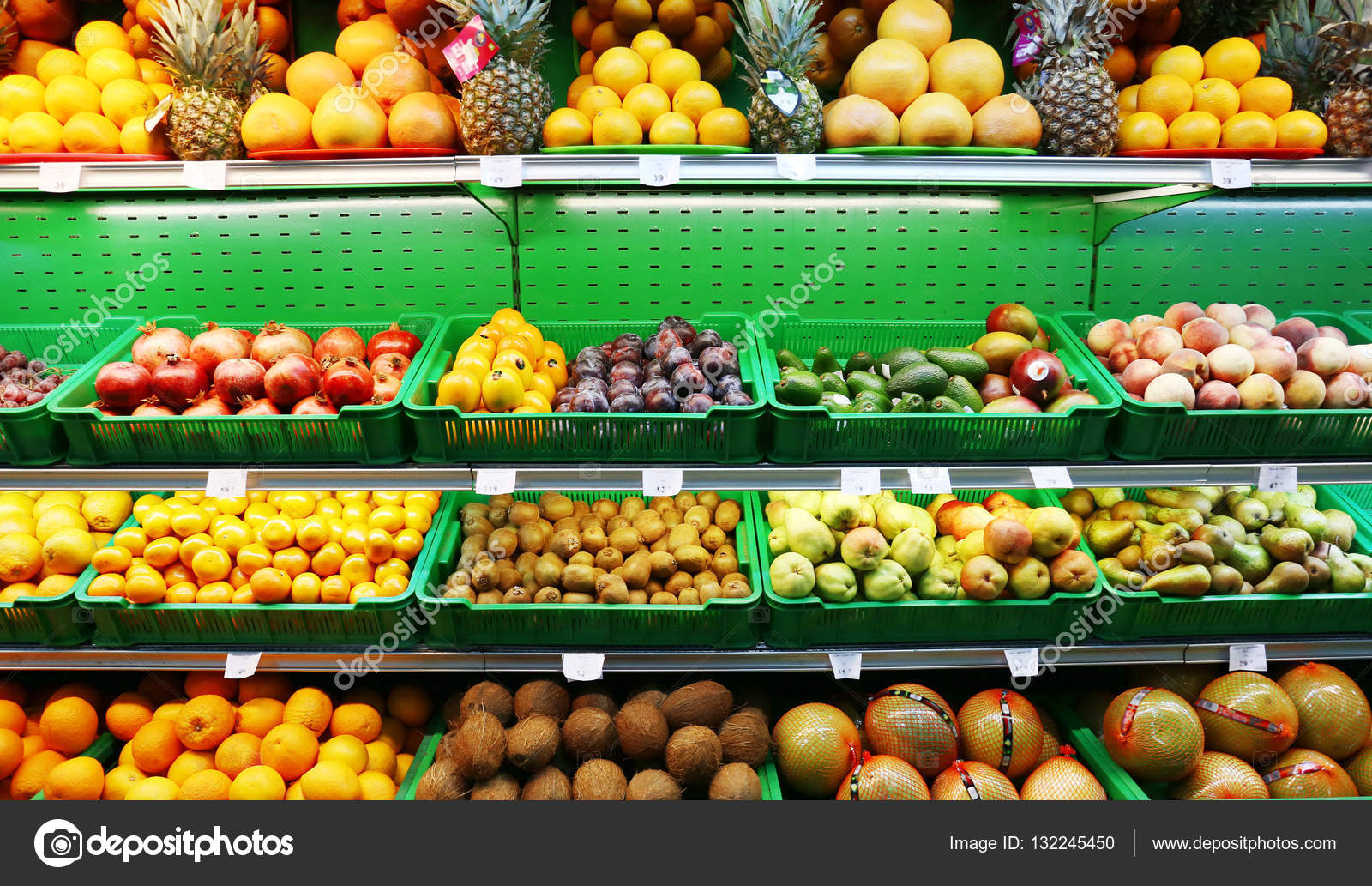 Fresh fruits in supermarket Stock Photo by ©belchonock 132245450