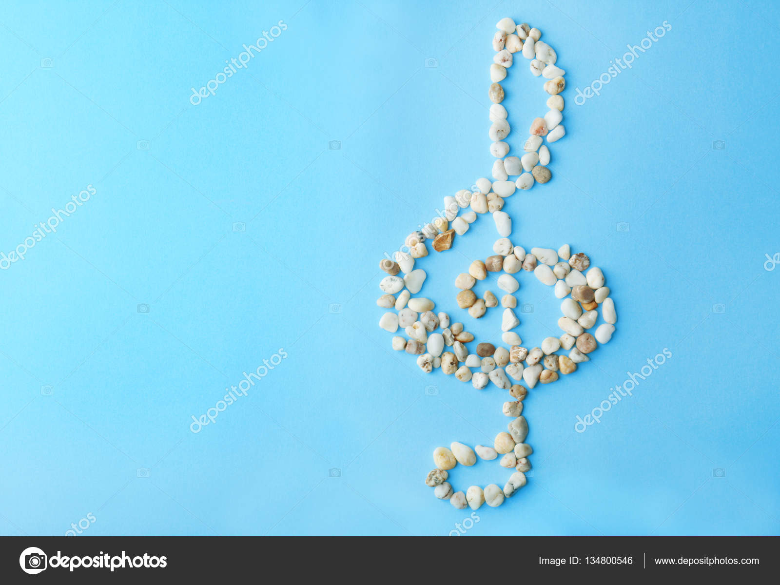 Treble Clef Made Small Stones Blue Background Closeup Stock Photo by ...