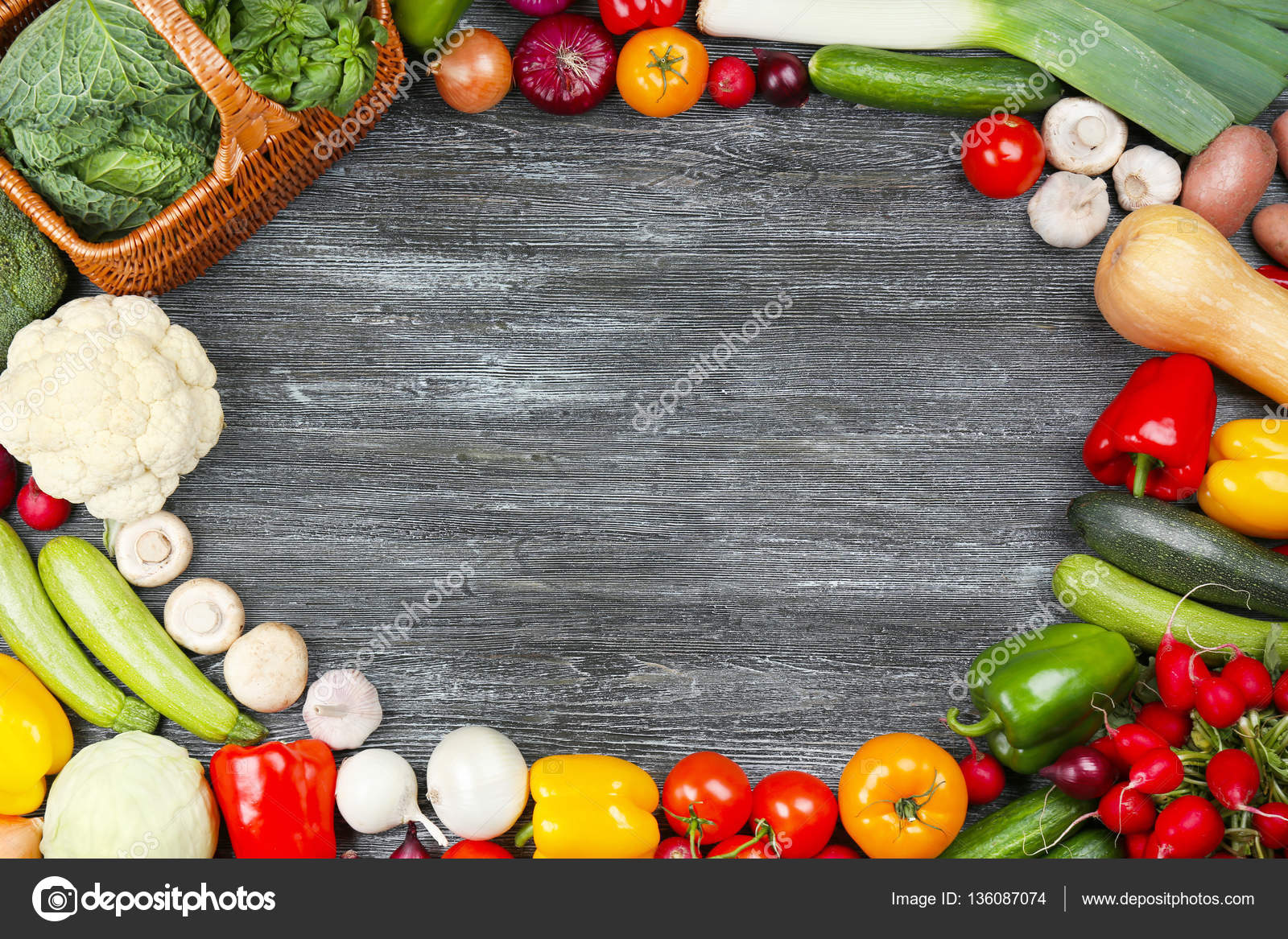 Fresh vegetables frame Stock Photo by ©belchonock 136087074