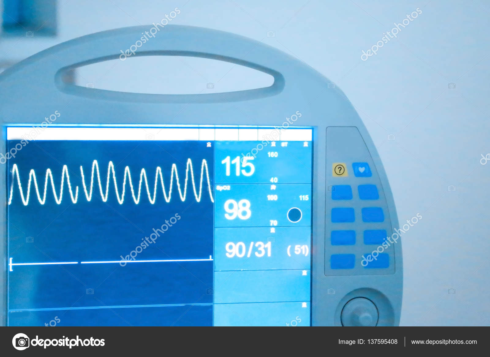 Cardiac monitor in modern clinic Stock Photo by ©belchonock 137595408