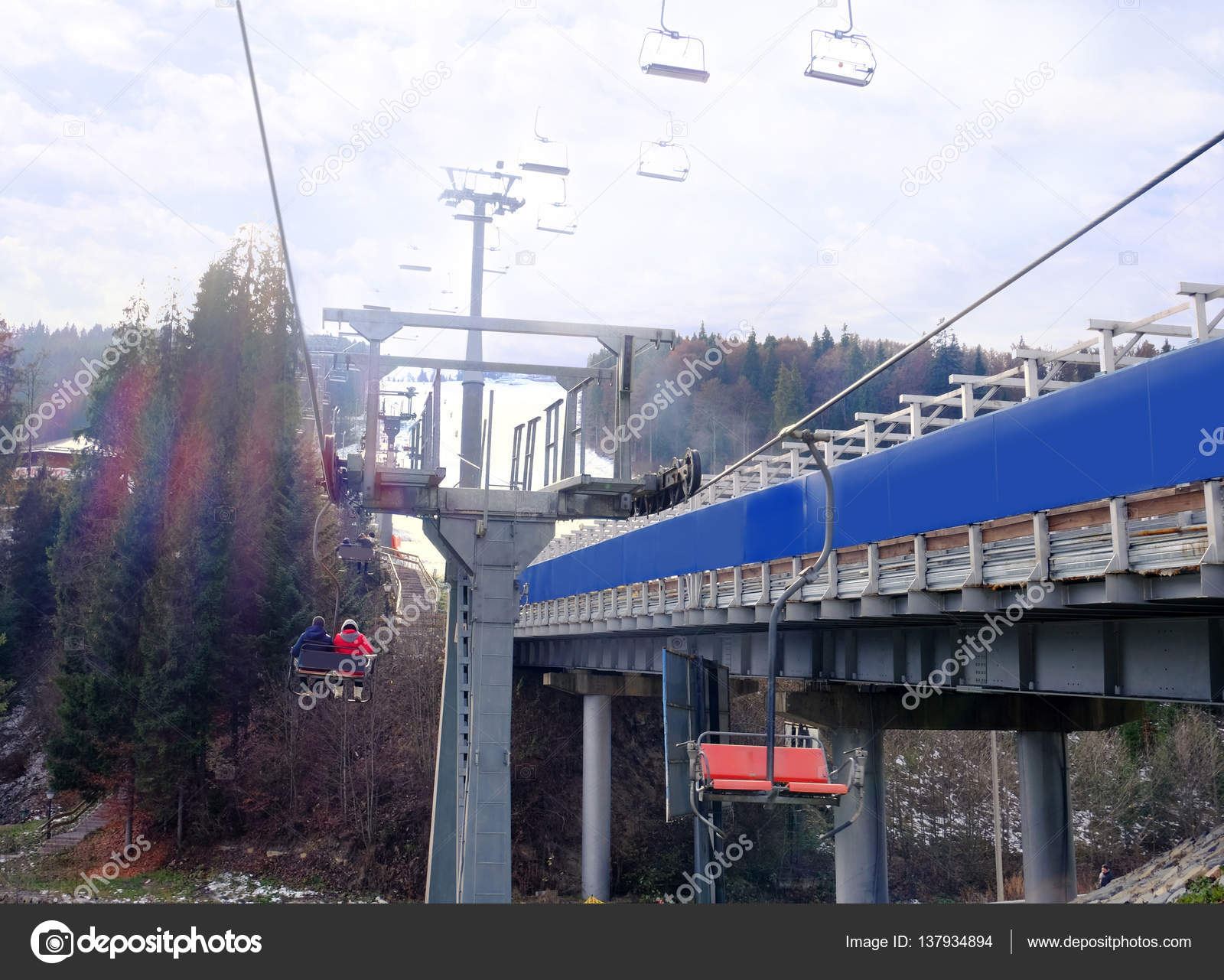 Modern ropeway at resort — Stock Photo © belchonock #137934894