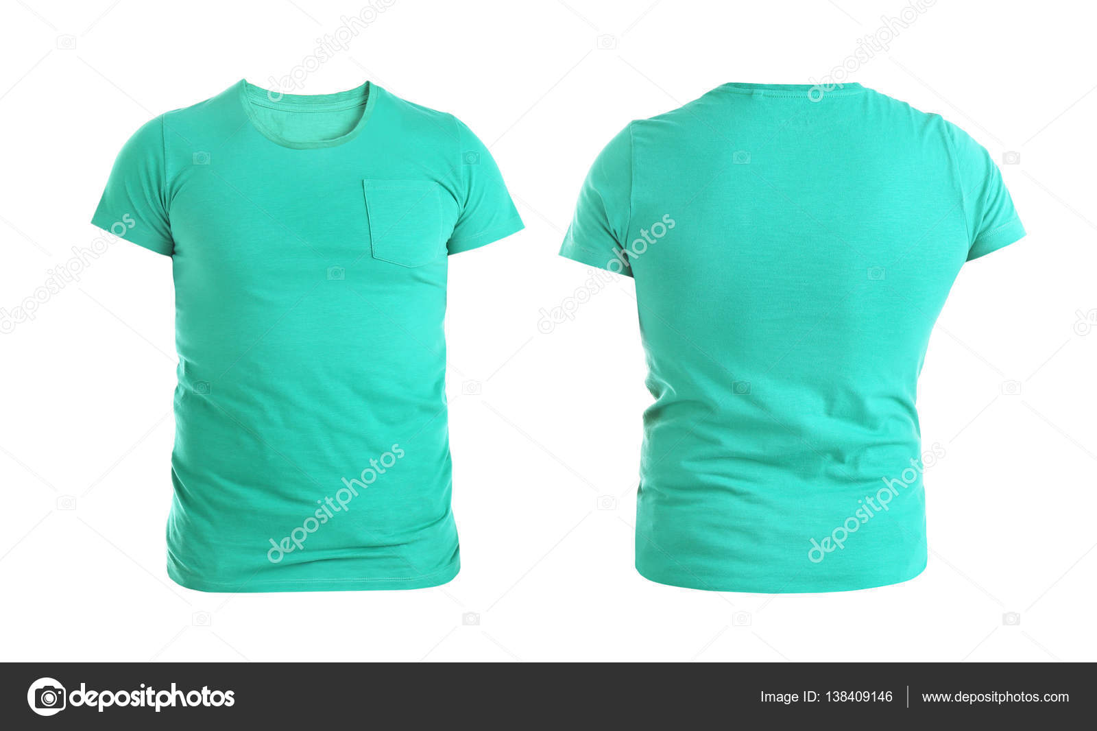 Front and back views of t-shirt Stock Photo by ©belchonock 138409146