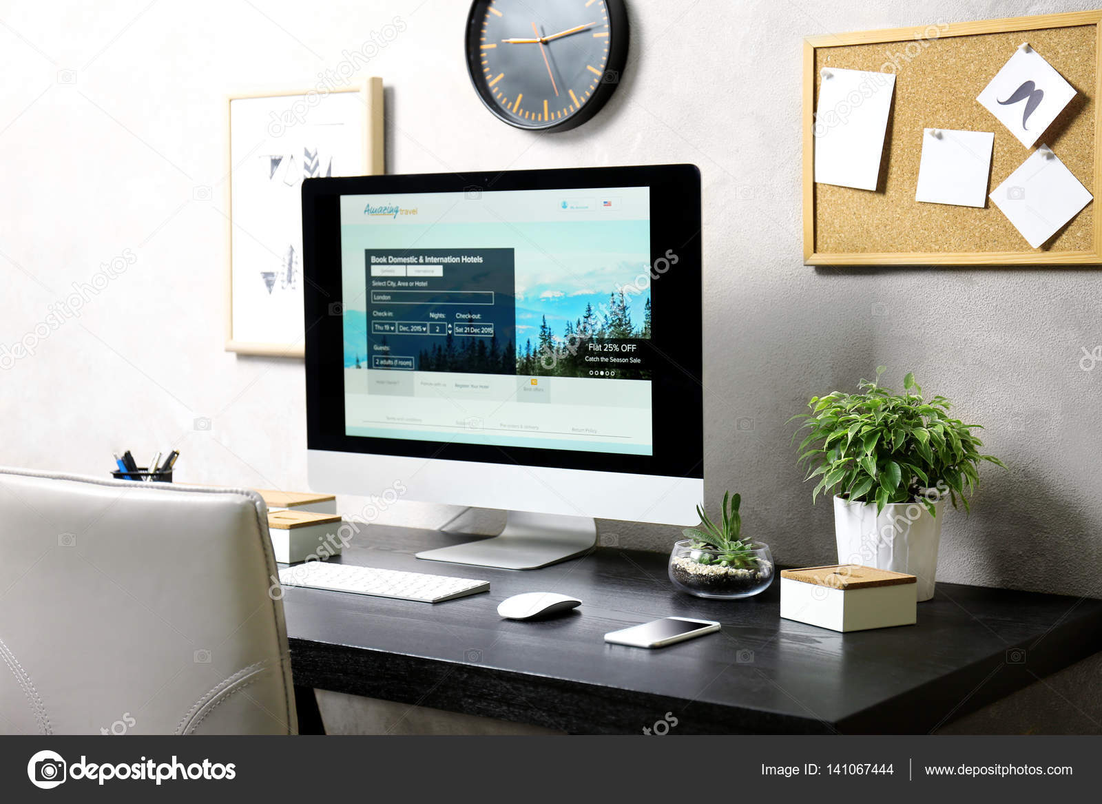 Workplace with computer on table — Stock Photo © belchonock #141067444