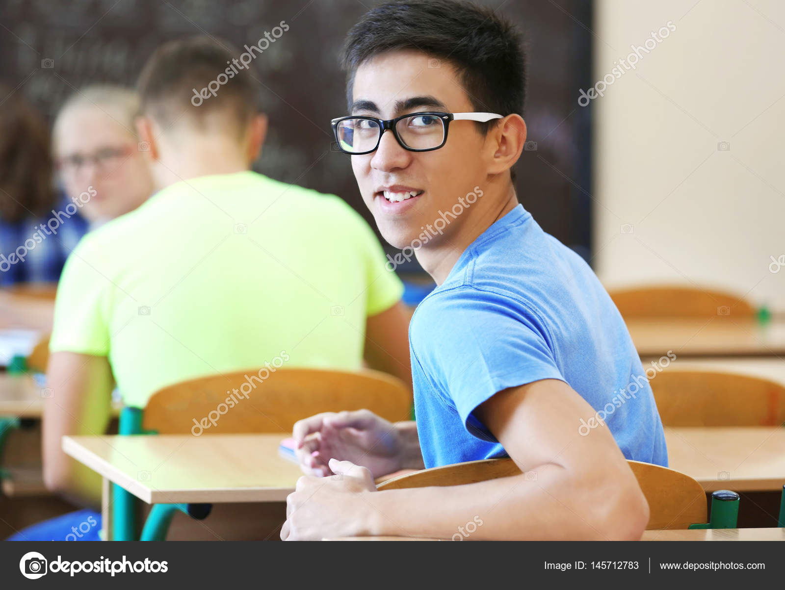 Student Group Classmates Classroom — Stock Photo © belchonock #145712783