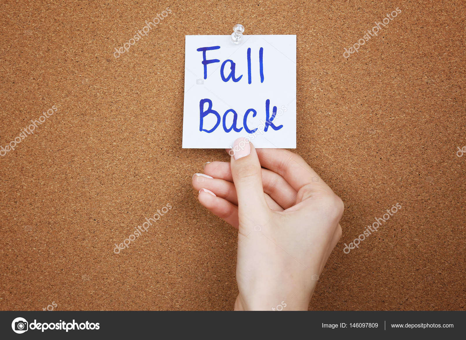 Hand holding note with phrase FALL BACK Stock Photo by ©belchonock ...