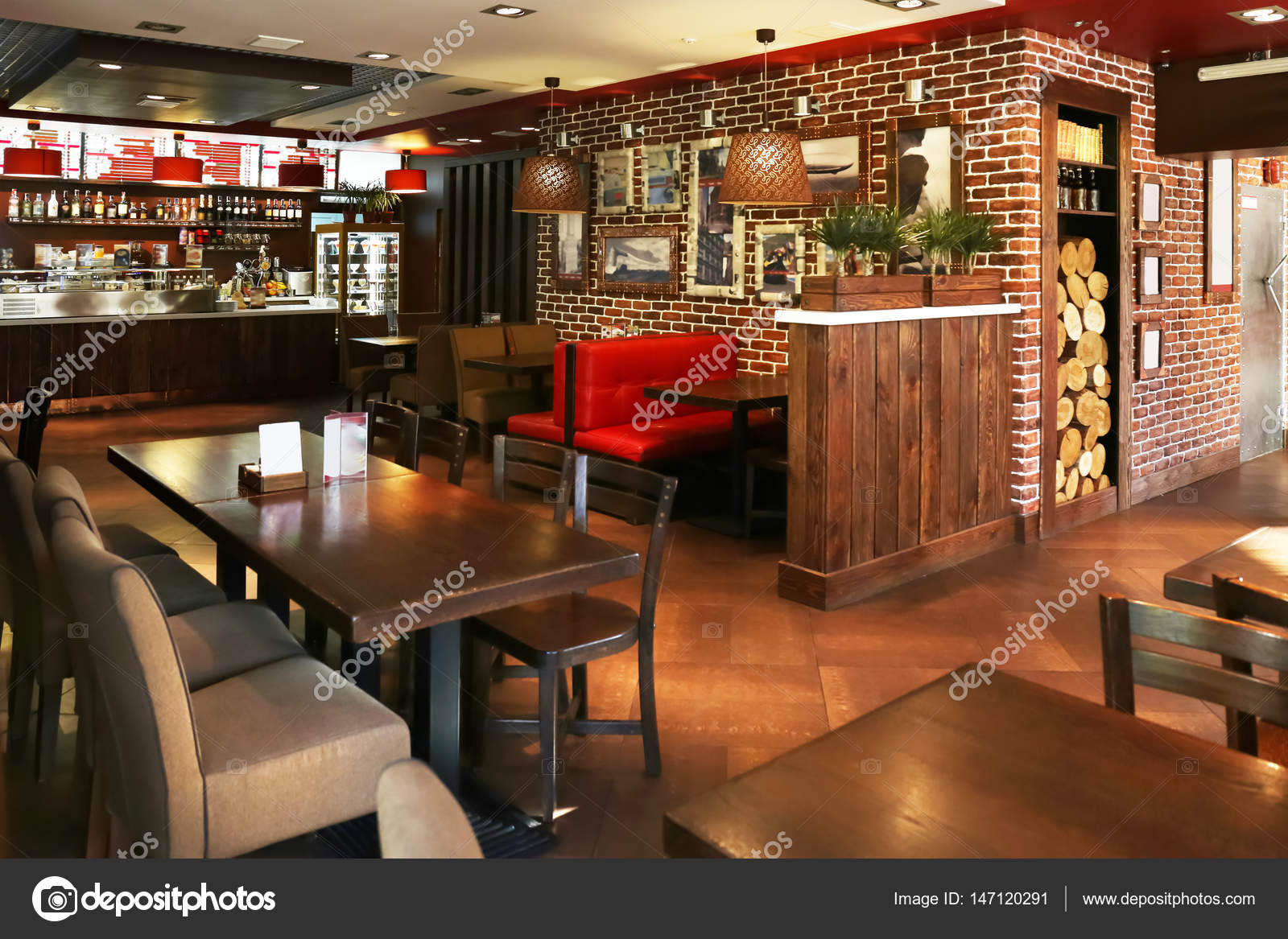 Interior of modern cafe — Stock Photo © belchonock #147120291