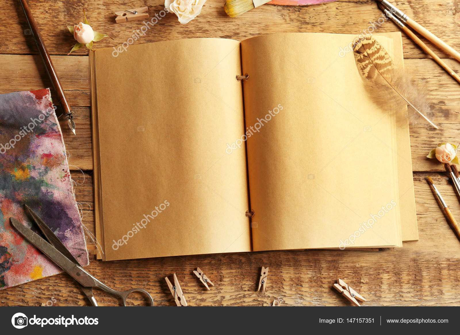 Beautiful composition with vintage notebook — Stock Photo © belchonock ...