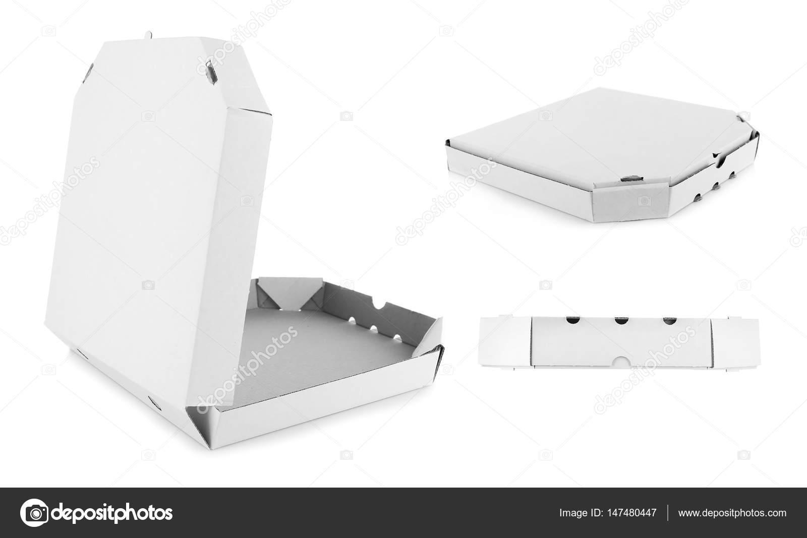 Different views of pizza box — Stock Photo © belchonock #147480447