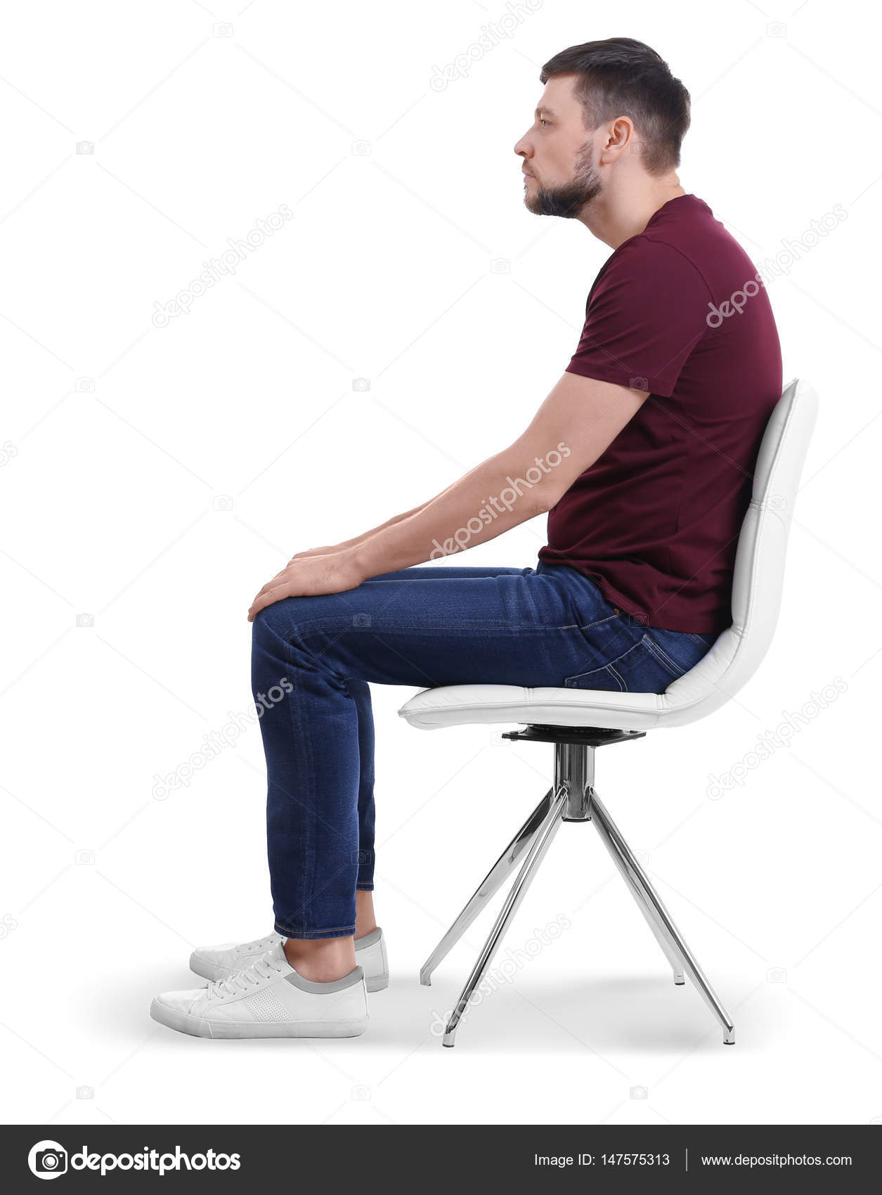 Man sitting on chair — Stock Photo © belchonock #147575313