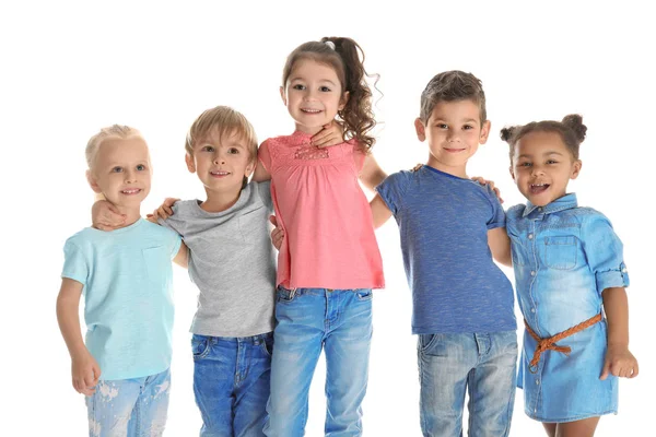 Cute little children on white background Stock Photo by ©belchonock ...