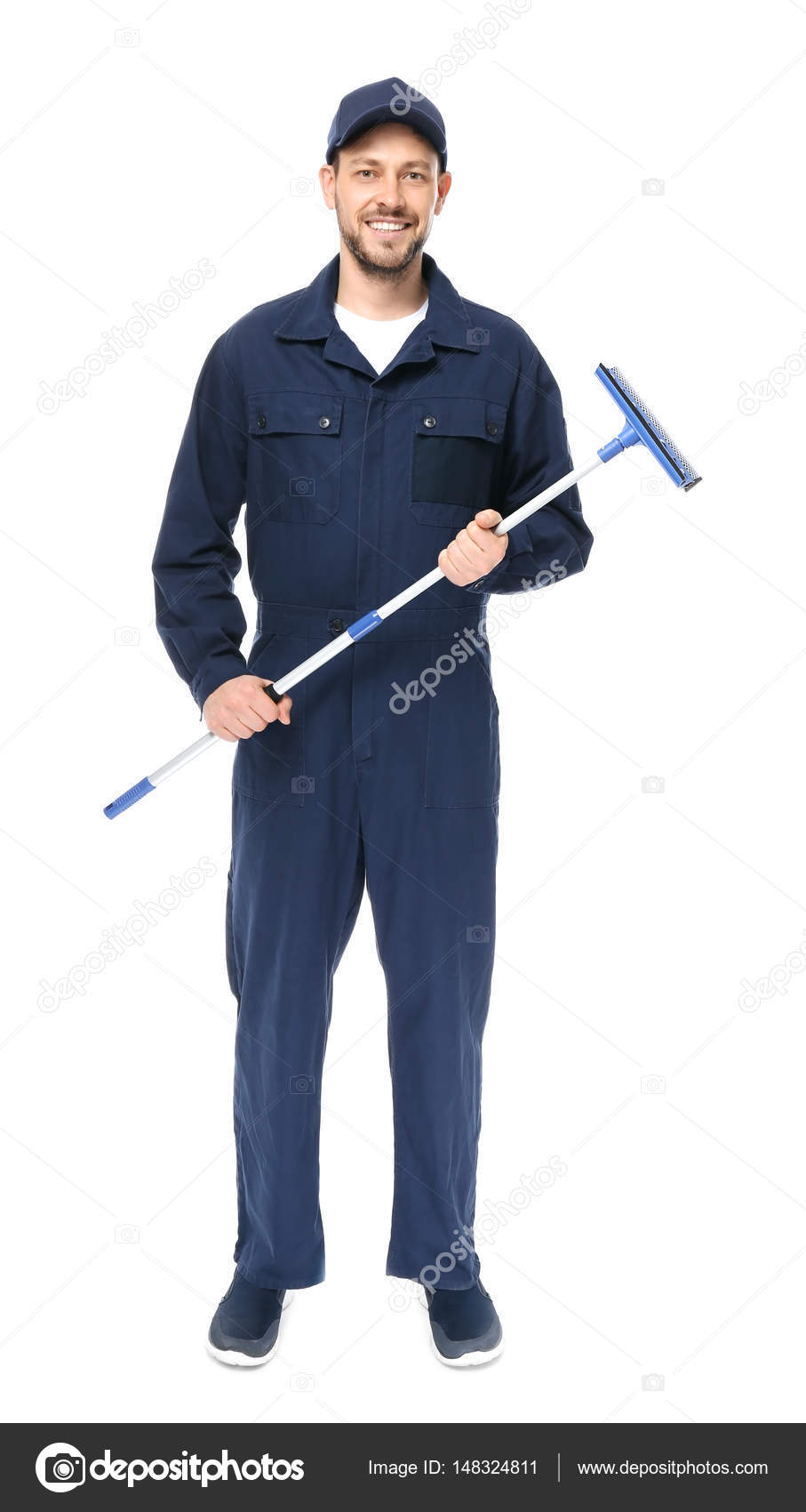 Young window cleaner — Stock Photo © belchonock #148324811