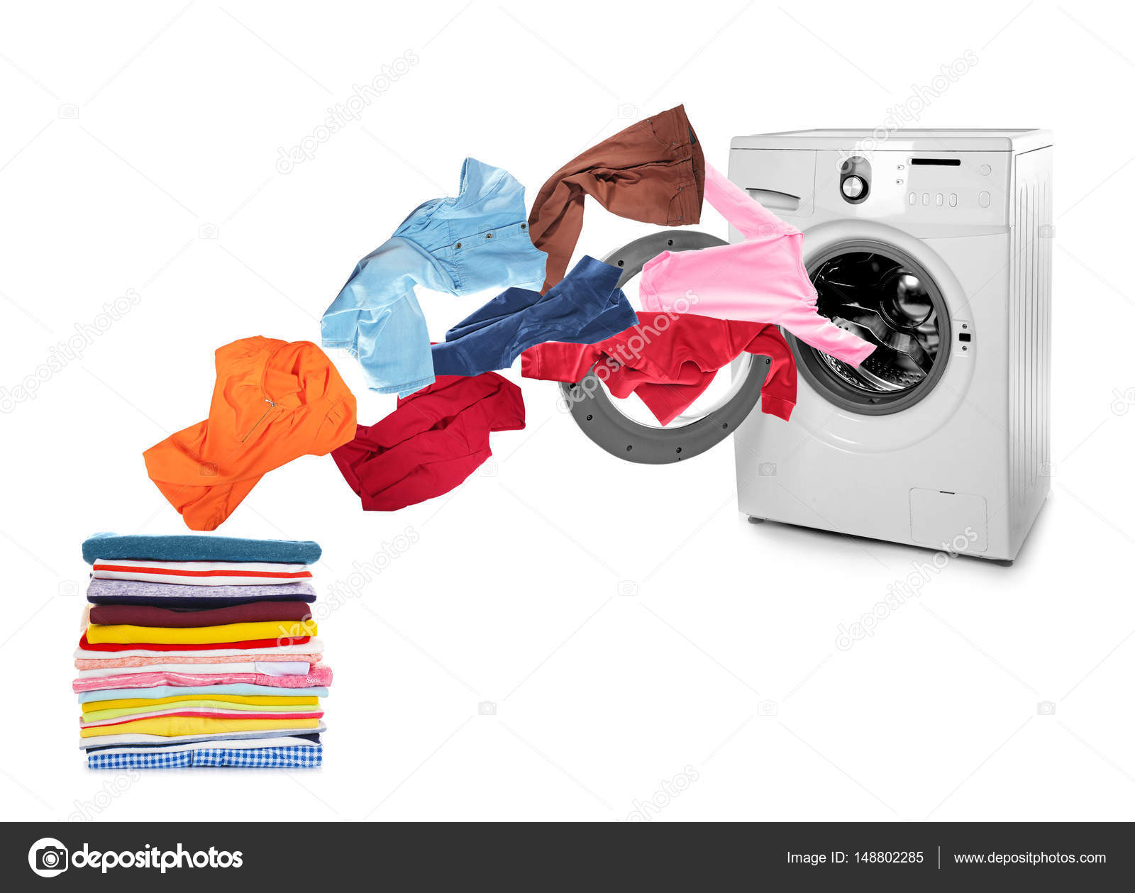 Washing machine and flying clothes Stock Illustration by ©belchonock ...
