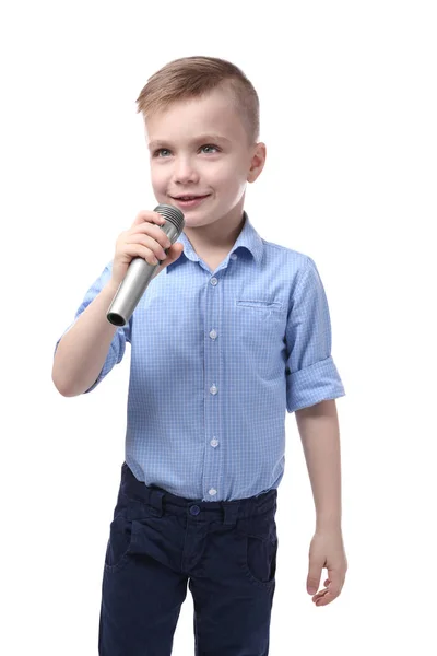 Cute little boy with microphone Stock Photo by ©belchonock 148802895