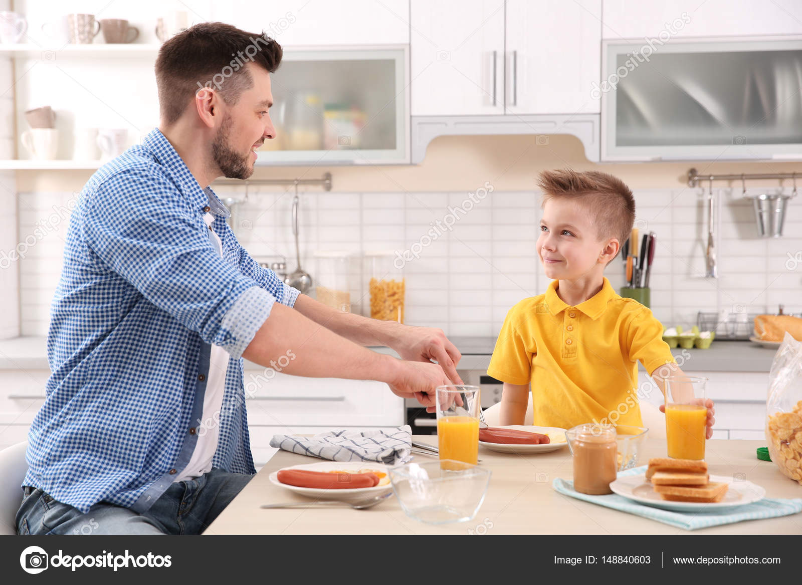 Dad Son Makeing For Lunch