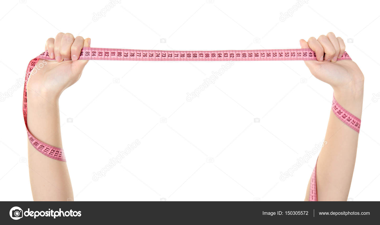 Measuring tape in female hands Stock Photo by ©belchonock 150305572