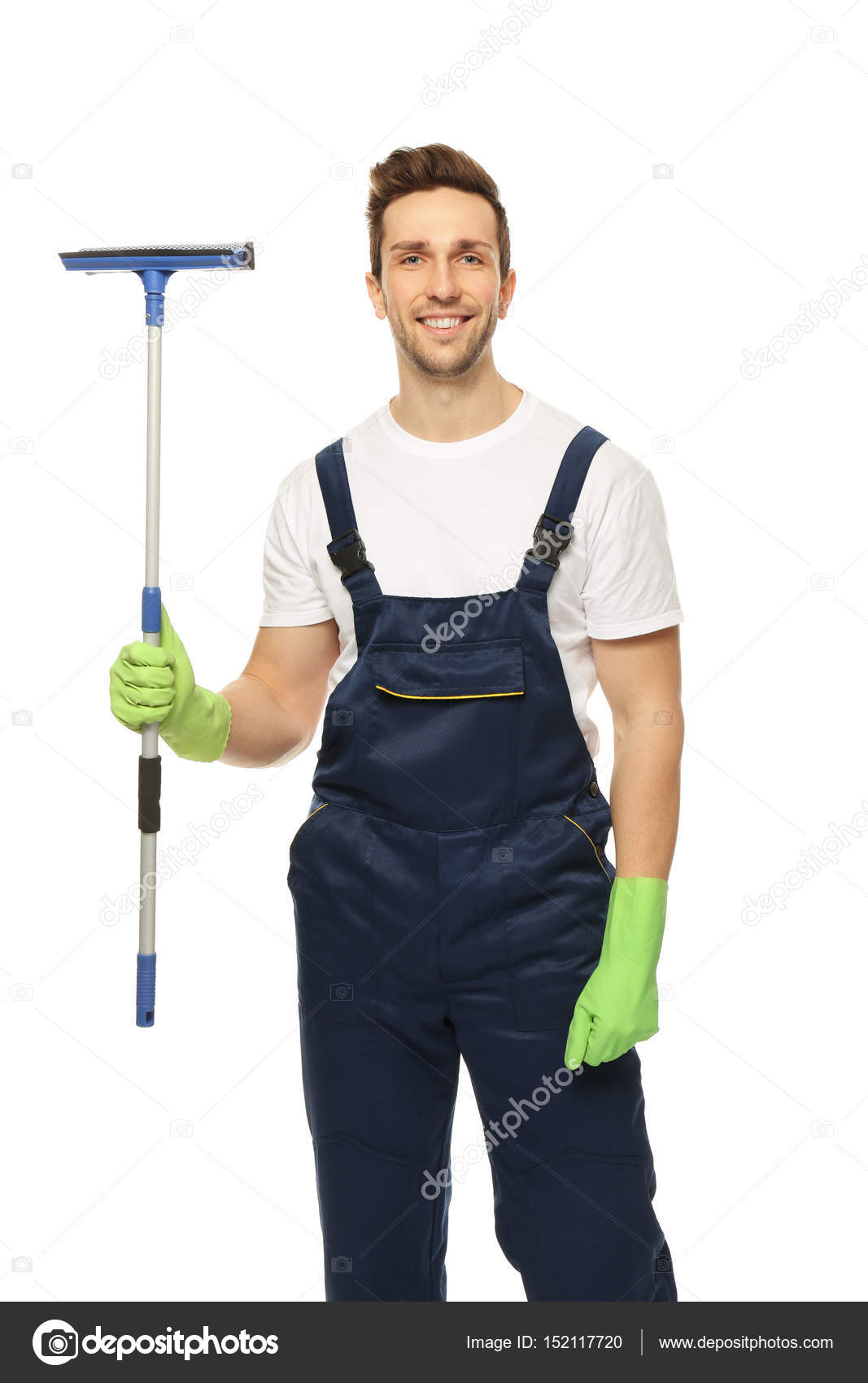Young window cleaner — Stock Photo © belchonock #152117720