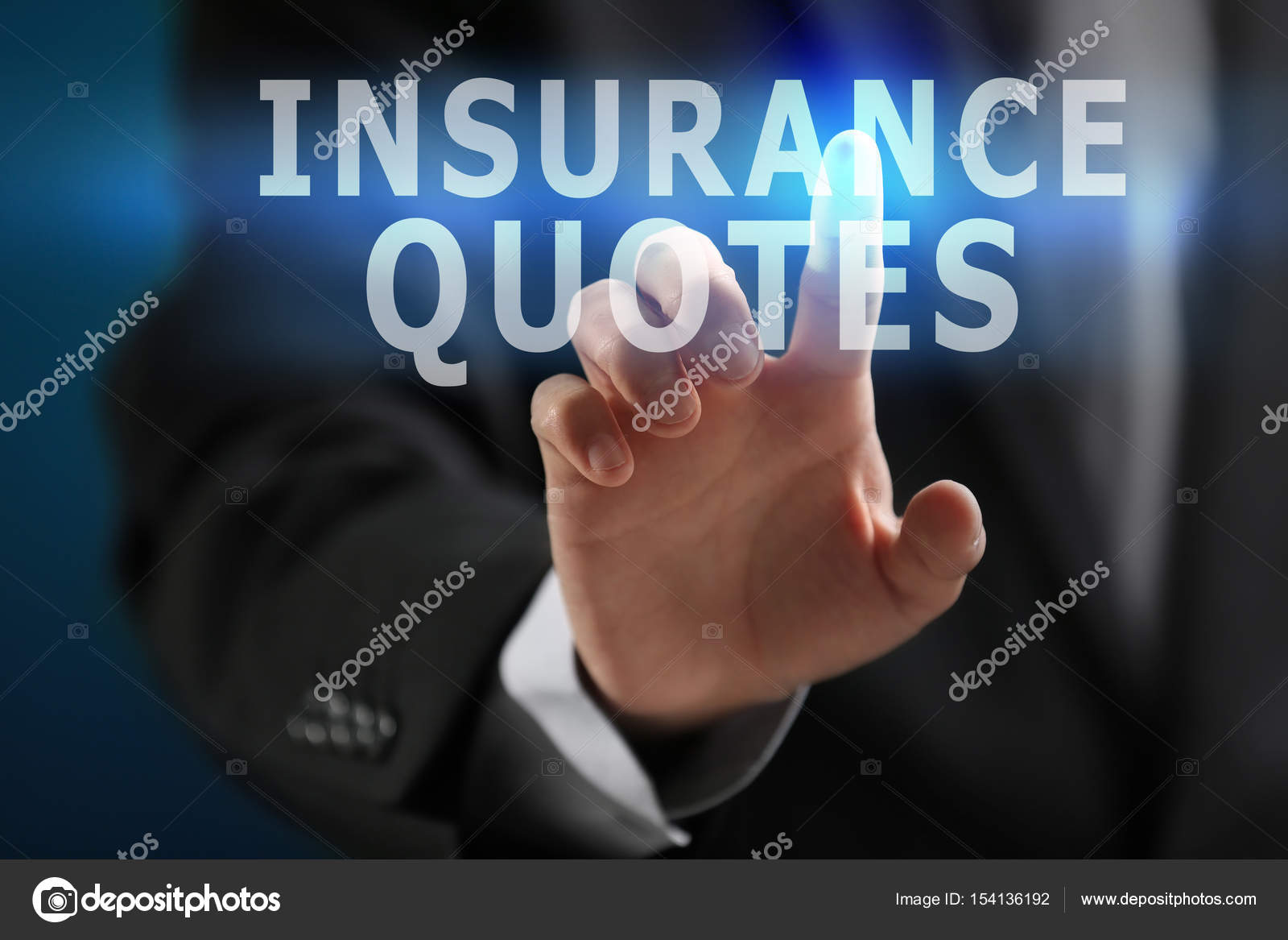 Insurance quotes concept. Man working with virtual screen — Stock Photo ...